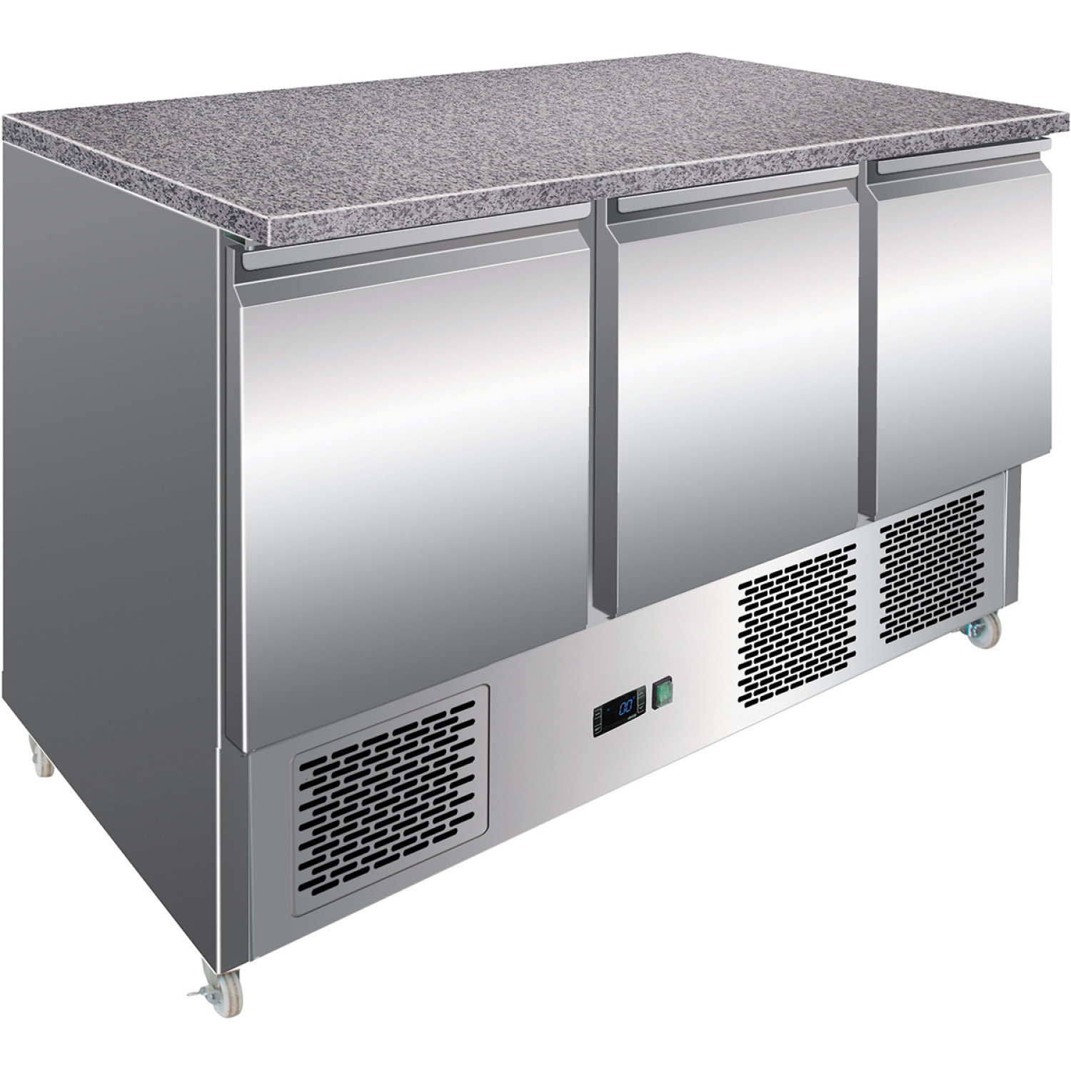 Commercial Refrigerated Prep Counter Marble top 3 doors - CEMTS93