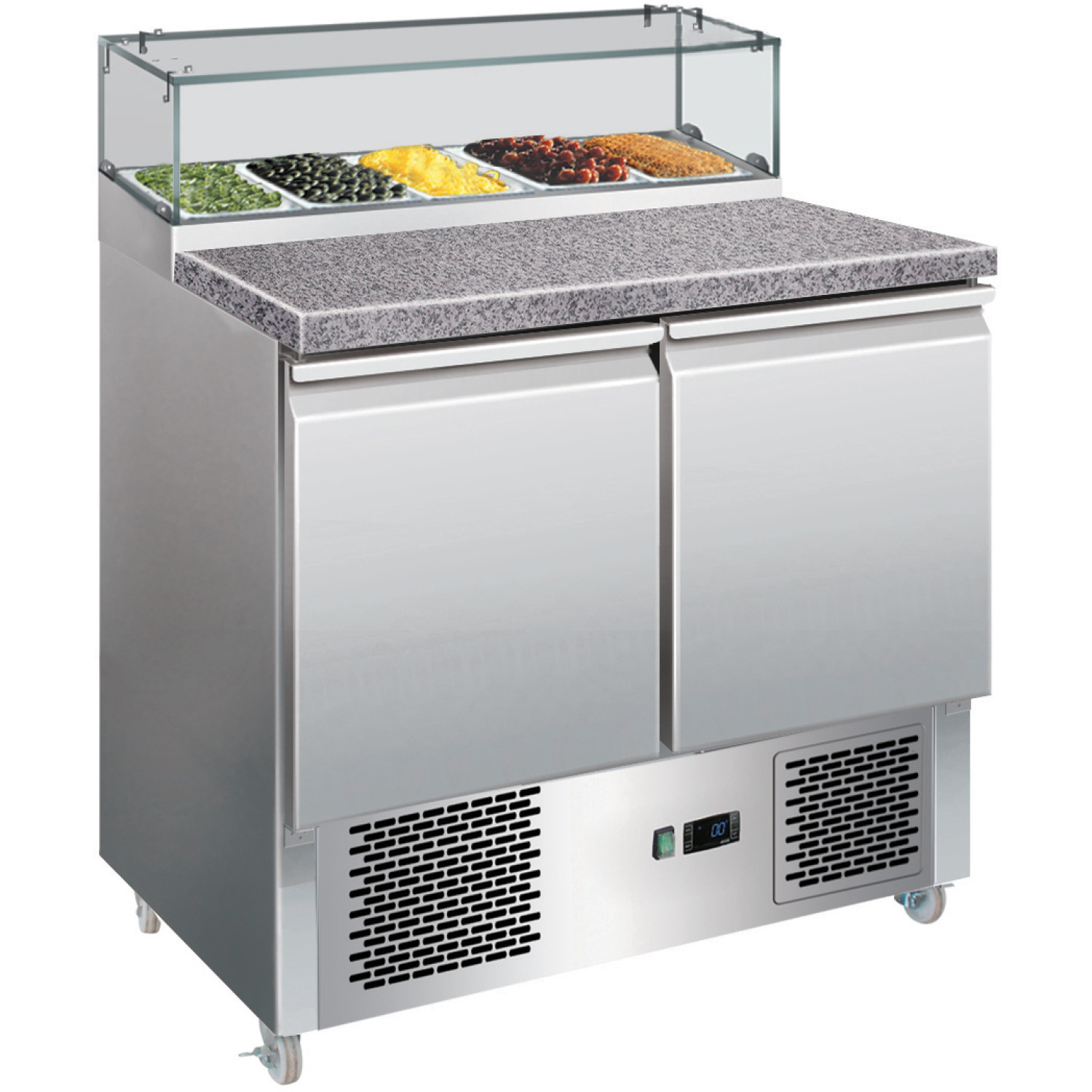 Commercial Prep Counter Fridge Glass top Marble countertop 5xGN1/6 ...